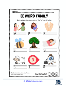 Ee Word Family Worksheets | Vowel Sound Pages - 15 Worksheets.com