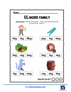 Eg Word Family Worksheets | Phoneme Skill Sheets - 15 Worksheets.com