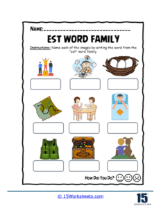Est Word Family Worksheets | Sound Pattern Set - 15 Worksheets.com