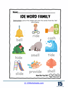 Ide Word Family Worksheets | Literacy Boost Sheets - 15 Worksheets.com