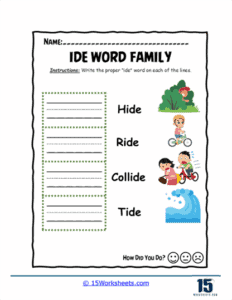 Ide Word Family Worksheets | Literacy Boost Sheets - 15 Worksheets.com
