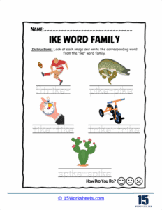Ike Word Family Worksheets | Early Literacy Pages - 15 Worksheets.com