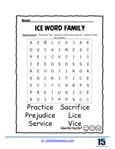 Ice Word Family Worksheets - 15 Worksheets.com