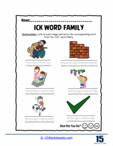 Ick Word Family Worksheets | Phonics Practice Kit - 15 Worksheets.com