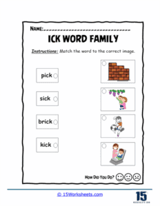 Ick Word Family Worksheets | Phonics Practice Kit - 15 Worksheets.com