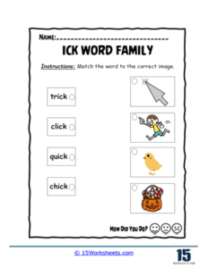 Ick Word Family Worksheets | Phonics Practice Kit - 15 Worksheets.com