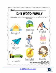 Ight Word Family Worksheets | Blending Practice Set - 15 Worksheets.com