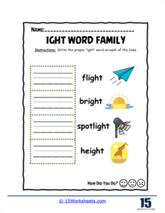 Ight Word Family Worksheets | Blending Practice Set - 15 Worksheets.com