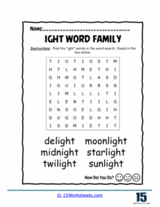 Ight Word Family Worksheets | Blending Practice Set - 15 Worksheets.com