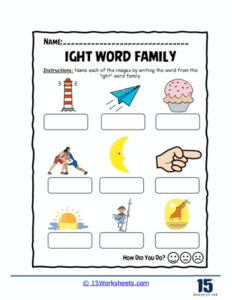 Ight Word Family Worksheets | Blending Practice Set - 15 Worksheets.com