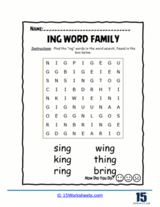 Ing Word Family Worksheets | Phonics & Word Patterns - 15 Worksheets.com
