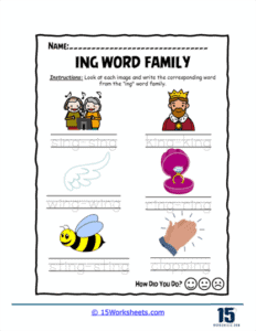 Ing Word Family Worksheets | Phonics & Word Patterns - 15 Worksheets.com