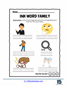 Ink Word Family Worksheets | Early Literacy Phonics - 15 Worksheets.com