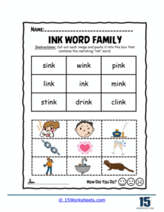 Ink Word Family Worksheets | Early Literacy Phonics - 15 Worksheets.com