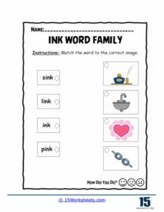 Ink Word Family Worksheets | Early Literacy Phonics - 15 Worksheets.com