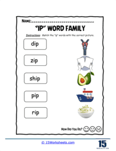 Ip Word Family Worksheets | Short Vowel Reading - 15 Worksheets.com
