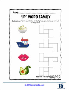 Ip Word Family Worksheets | Short Vowel Reading - 15 Worksheets.com
