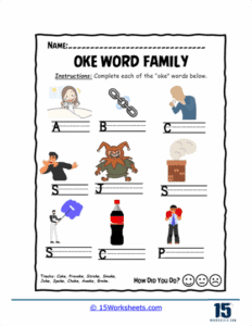Oke Word Family Worksheets | Long Vowel Practice - 15 Worksheets.com