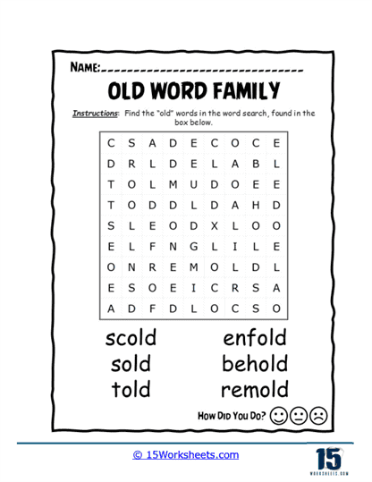 Old Word Family Worksheets | Phonics & Reading Fluency - 15 Worksheets.com