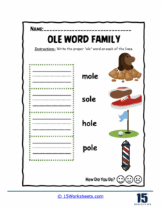 Ole Word Family Worksheets | Long O Activities - 15 Worksheets.com