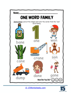 One Word Family worksheets | Long Vowel Reading - 15 Worksheets.com