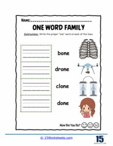 One Word Family worksheets | Long Vowel Reading - 15 Worksheets.com