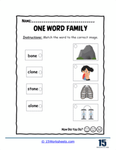 One Word Family worksheets | Long Vowel Reading - 15 Worksheets.com