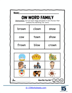 Ow Word Family Worksheets | Sound Patterns - 15 Worksheets.com