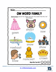 Ow Word Family Worksheets | Sound Patterns - 15 Worksheets.com