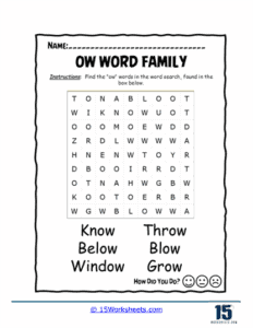 Ow Word Family Worksheets | Sound Patterns - 15 Worksheets.com