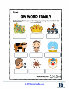 Ow Word Family Worksheets | Sound Patterns - 15 Worksheets.com