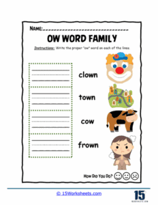 Ow Word Family Worksheets | Sound Patterns - 15 Worksheets.com