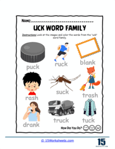 Uck Word Family Worksheets | Literacy Practice - 15 Worksheets.com