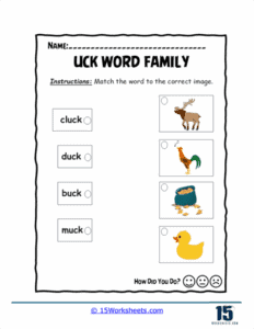 Uck Word Family Worksheets | Literacy Practice - 15 Worksheets.com