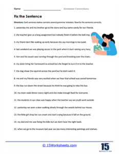Grammar Corrections Worksheets - 15 Worksheets.com
