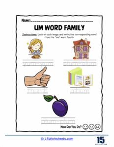 Um Word Family Worksheets - 15 Worksheets.com