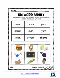 Um Word Family Worksheets - 15 Worksheets.com