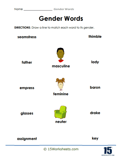 Gender Noun Worksheets - 15 Worksheets.com