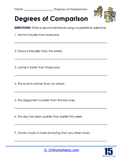 Degrees of Comparison Worksheets - 15 Worksheets.com