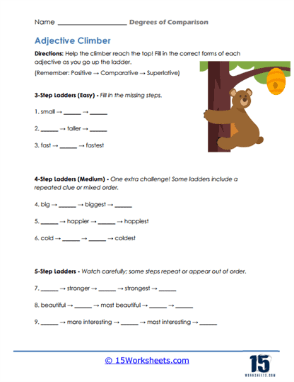 Degrees of Comparison Worksheets - 15 Worksheets.com