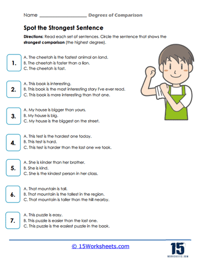 Degrees of Comparison Worksheets - 15 Worksheets.com